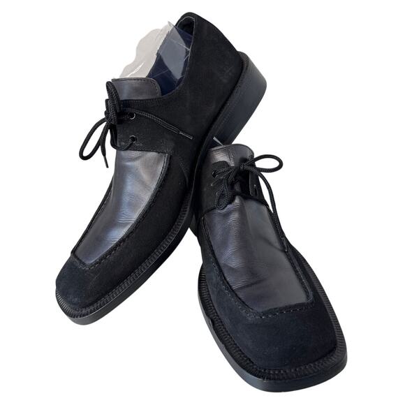 debut | Shoes | Vintage Dbut Leather Suede Dress Black Square Toe Derby ...